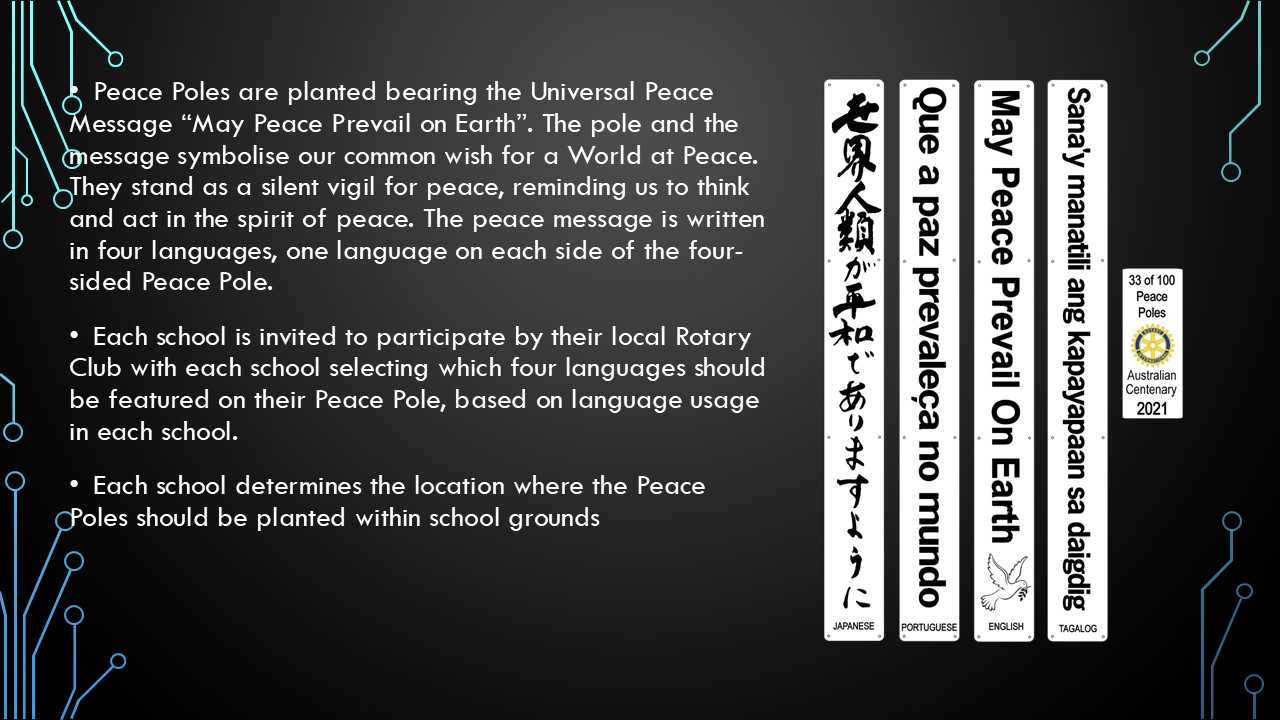 Peace Poles | Rotary Club of Fairy Meadow
