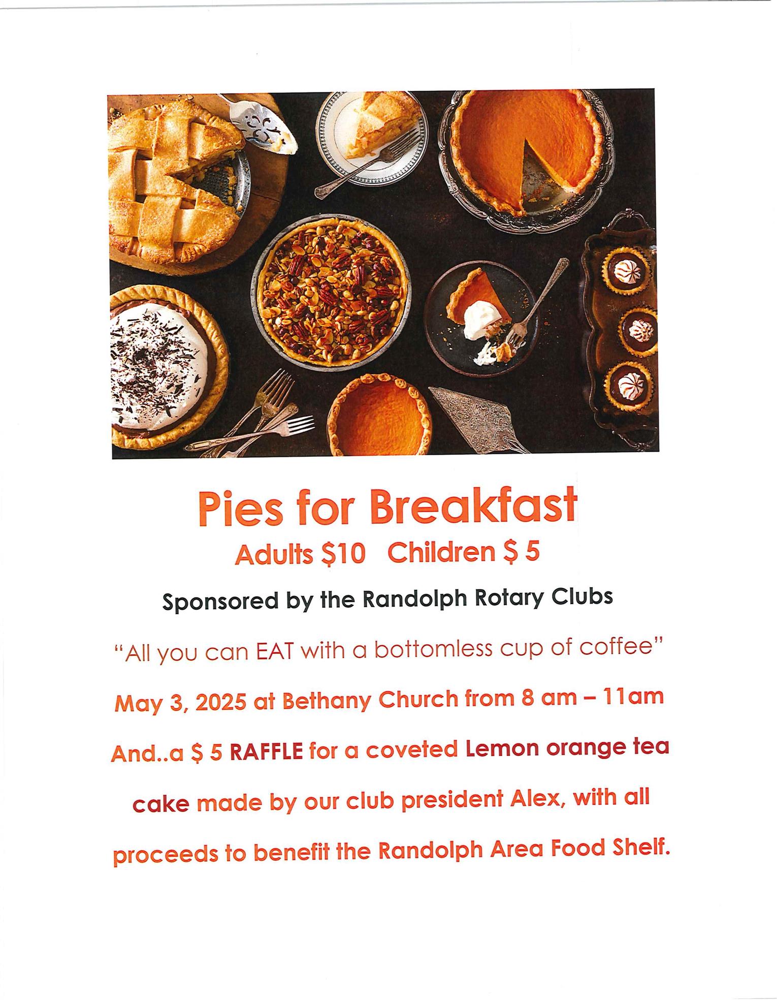 Pies for Breakfast | Rotary Club of Randolph Sunrise