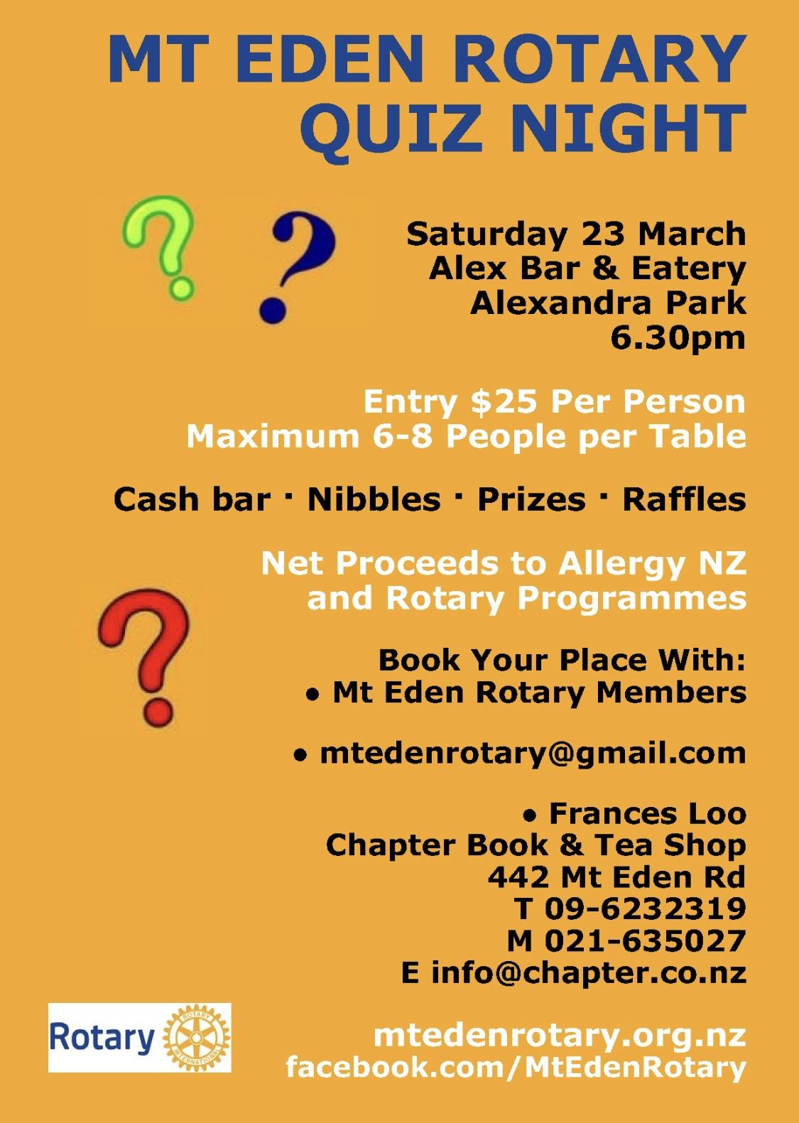 Mt Eden Rotary Quiz Night | The Rotary Club of Papakura (Inc)
