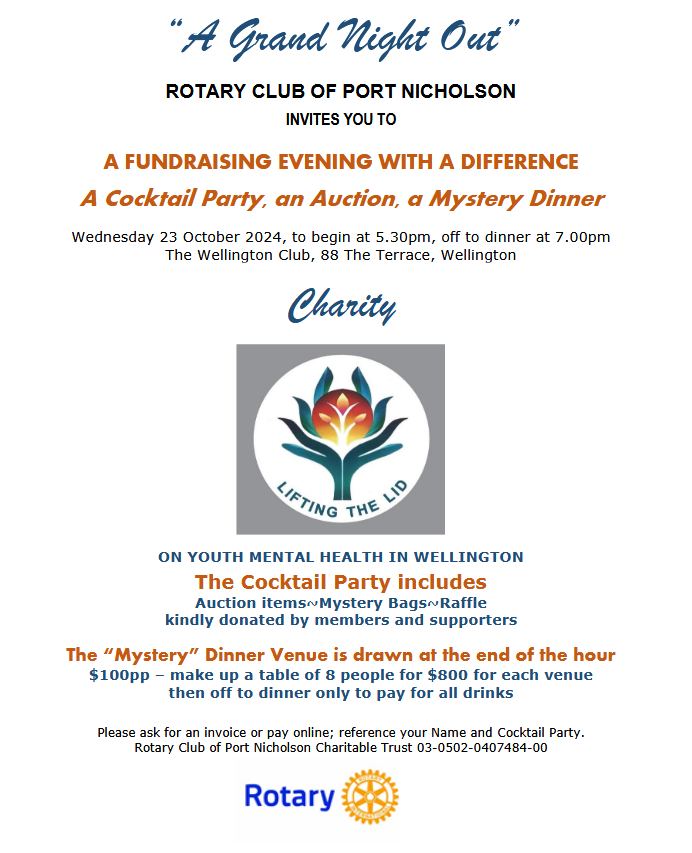 A Grand Night Out For Lifting The Lid | The Rotary Club of Karori