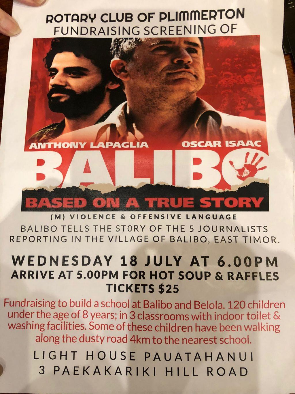Balibo Movie Fundraiser | The Rotary Club of Tawa