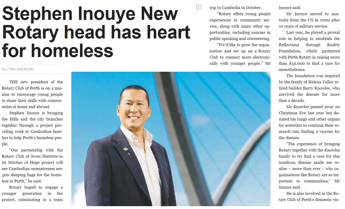 Stephen Inouye New President Coverage Guardian Express | Rotary Club of ...