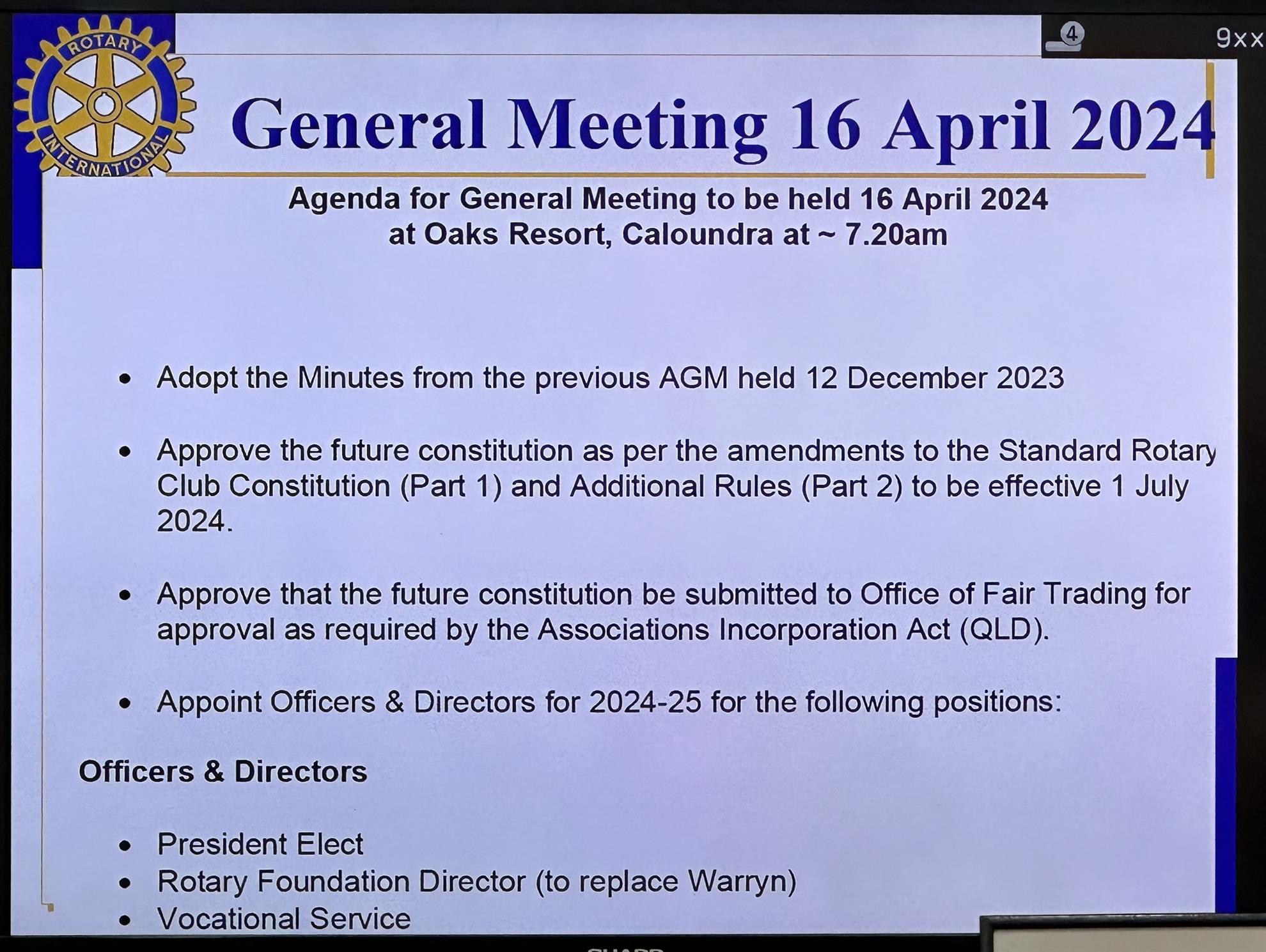 Meeting 2024-04-16 Constitution & Bohol | Rotary Club of Caloundra