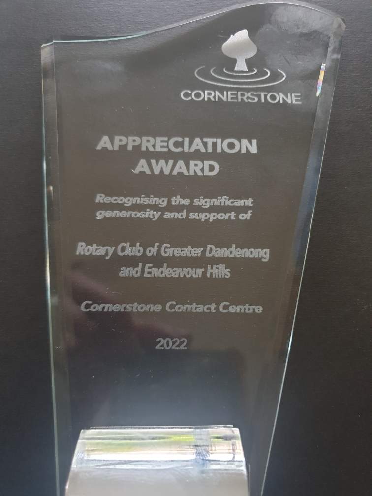Cornerstone Club Recognition Award | Rotary Club of Greater Dandenong ...