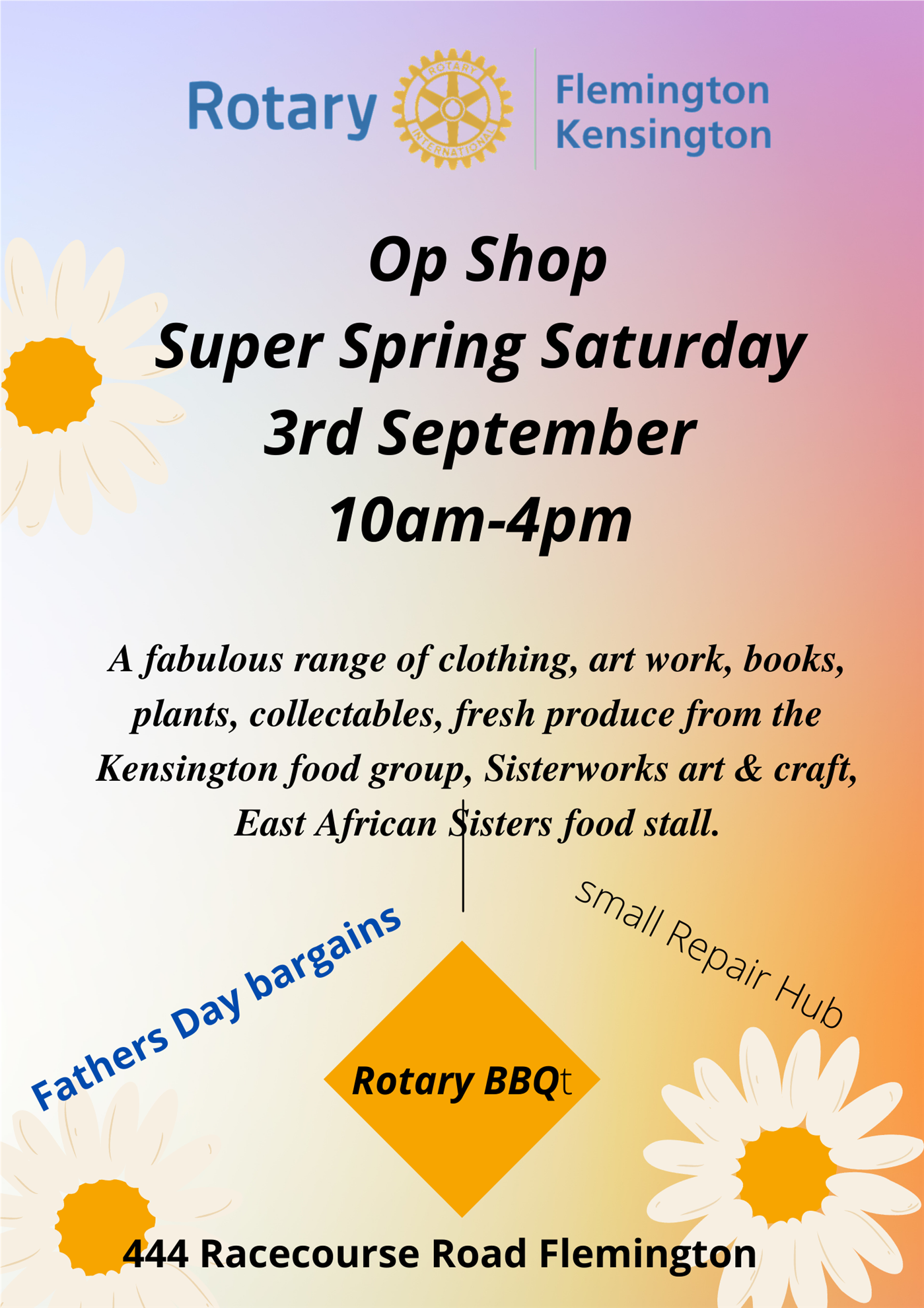 Op Shop Super Spring Saturday Sale | Rotary Club of Flemington Kensington
