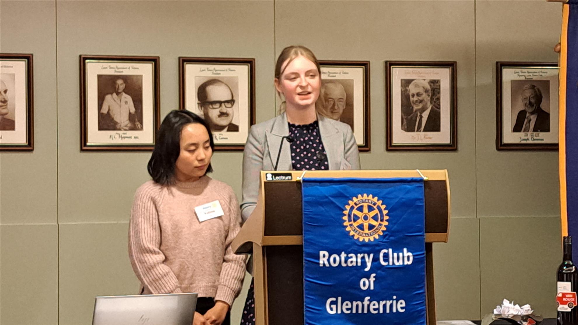 Speakers MUNA Sophia Hannebery and Felicia Du | Rotary Club of Glenferrie