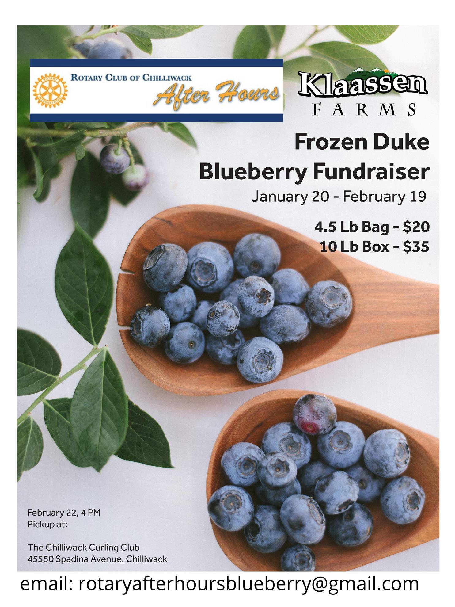 Blueberry sale | Rotary Club of Chilliwack After Hours