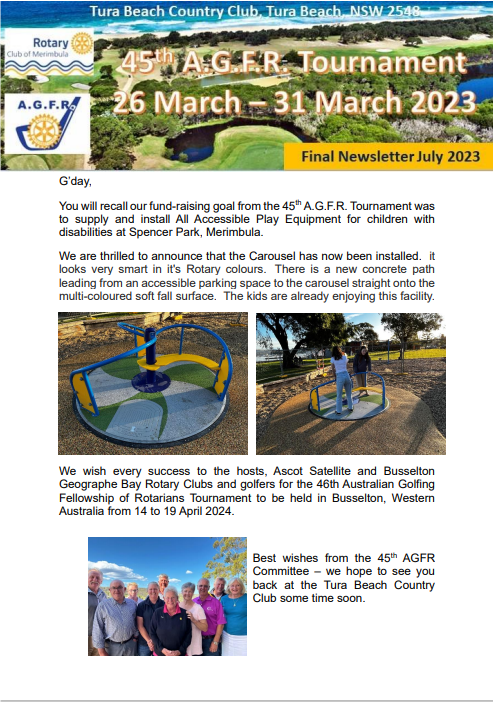 A.G.F.R. Final Newsletter - July 2023 | Rotary Club Merimbula