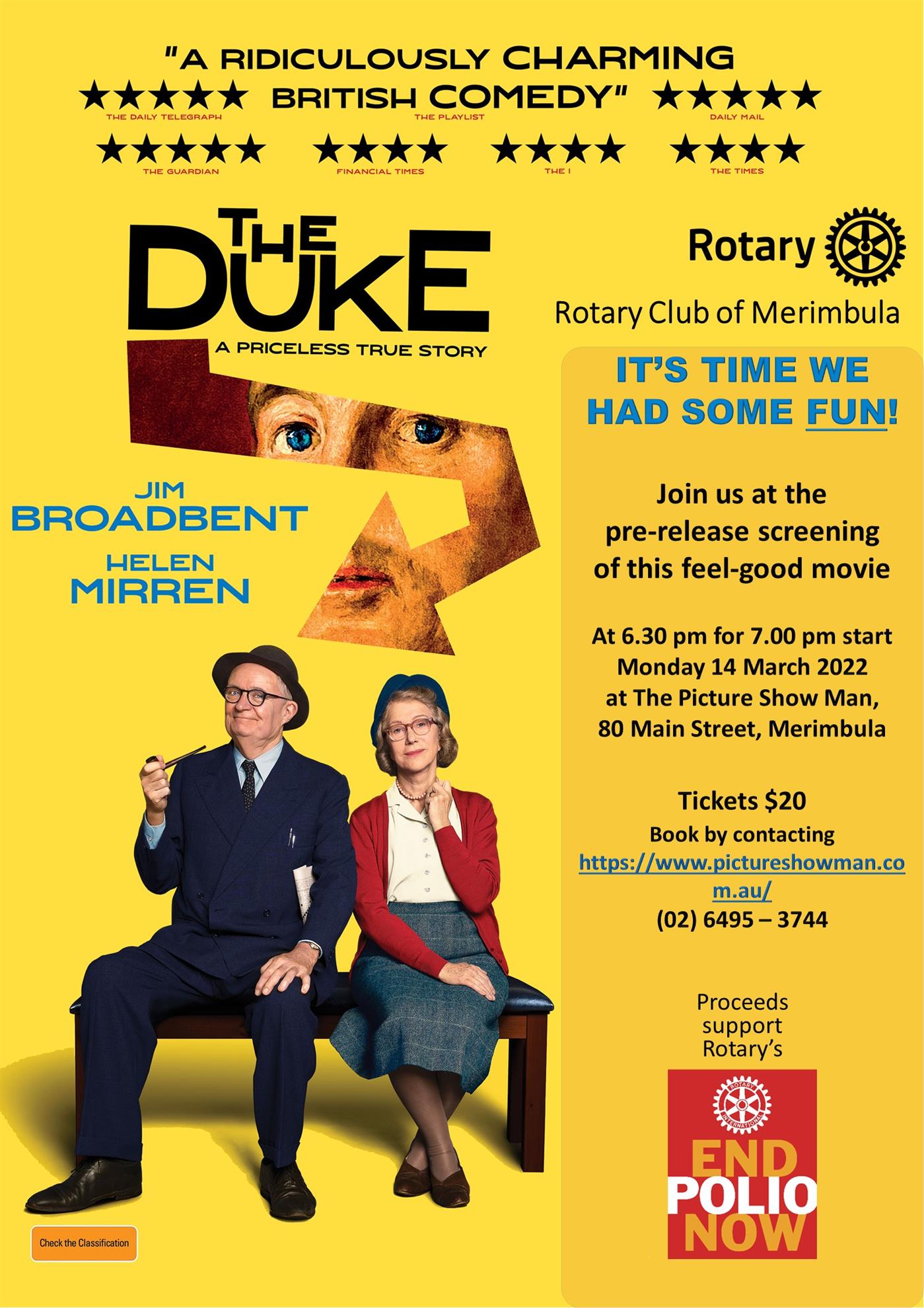 Pre-Release Screening of 'The Duke' Movie - Proceeds Support Rotary's ...