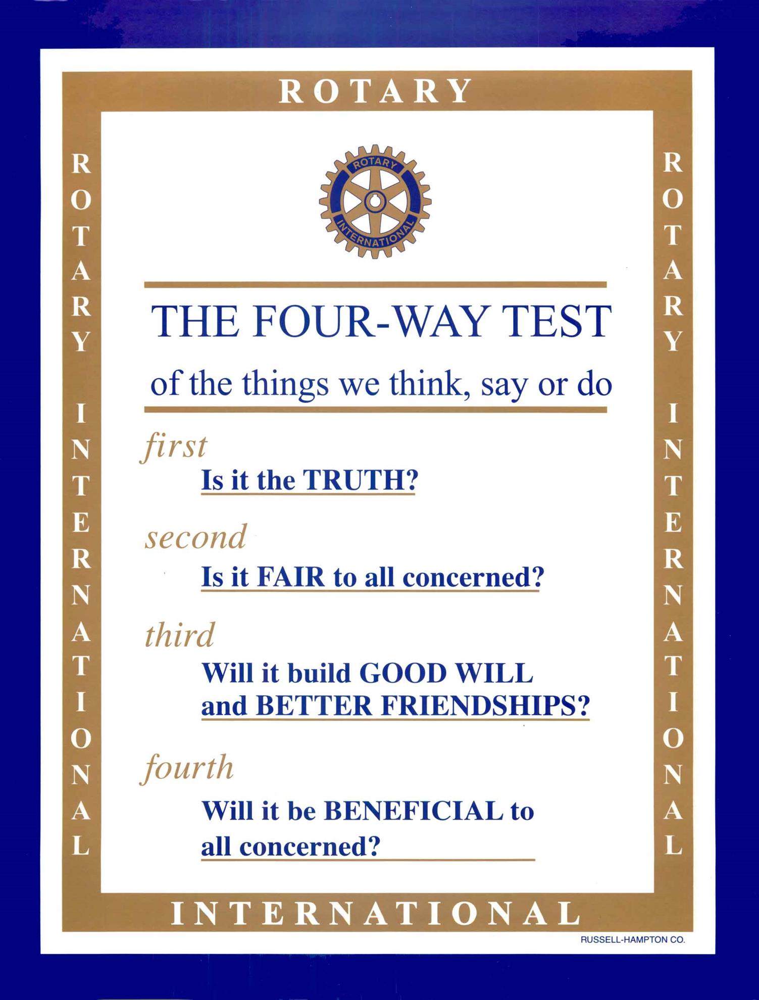 History Of The Rotary Four Way Test Rotary Club Of Sea Beaufort 