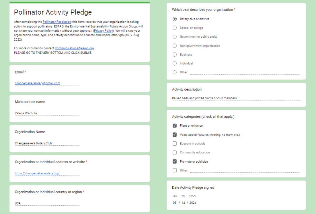 Operation Pollination Pledge | Changemakers Rotary