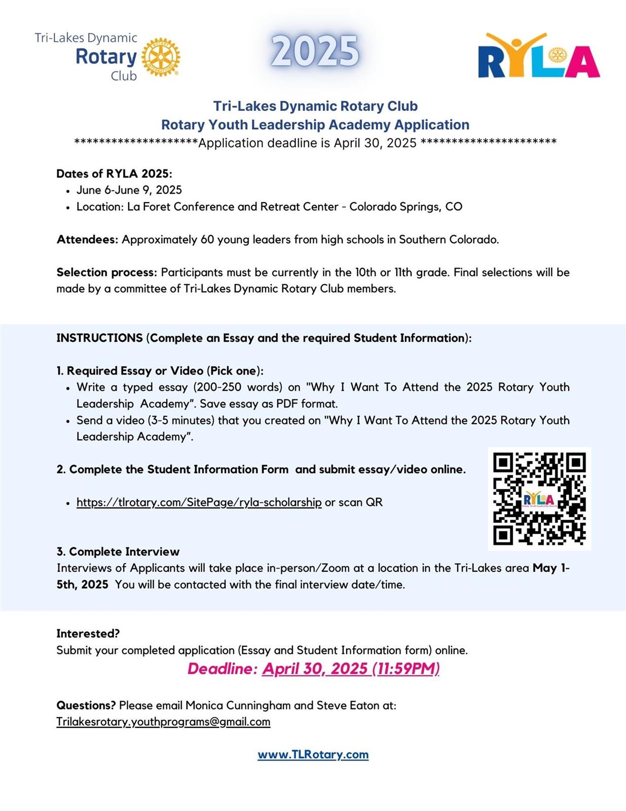 Tri-Lakes Dynamic Rotary Club's High School Senior Scholarship | Tri ...