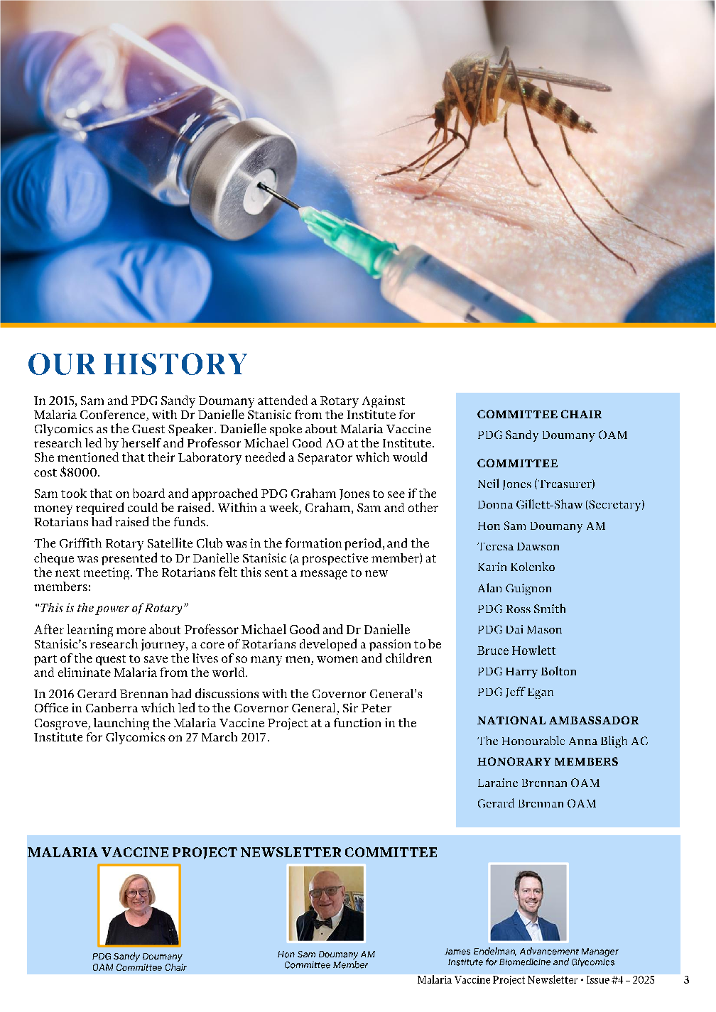 Malaria Vaccine Project - Newsletter 4 2025 | Rotary Club of Cairns Sunrise