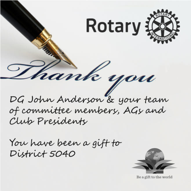 Thank you DG John | Rotary District 5040