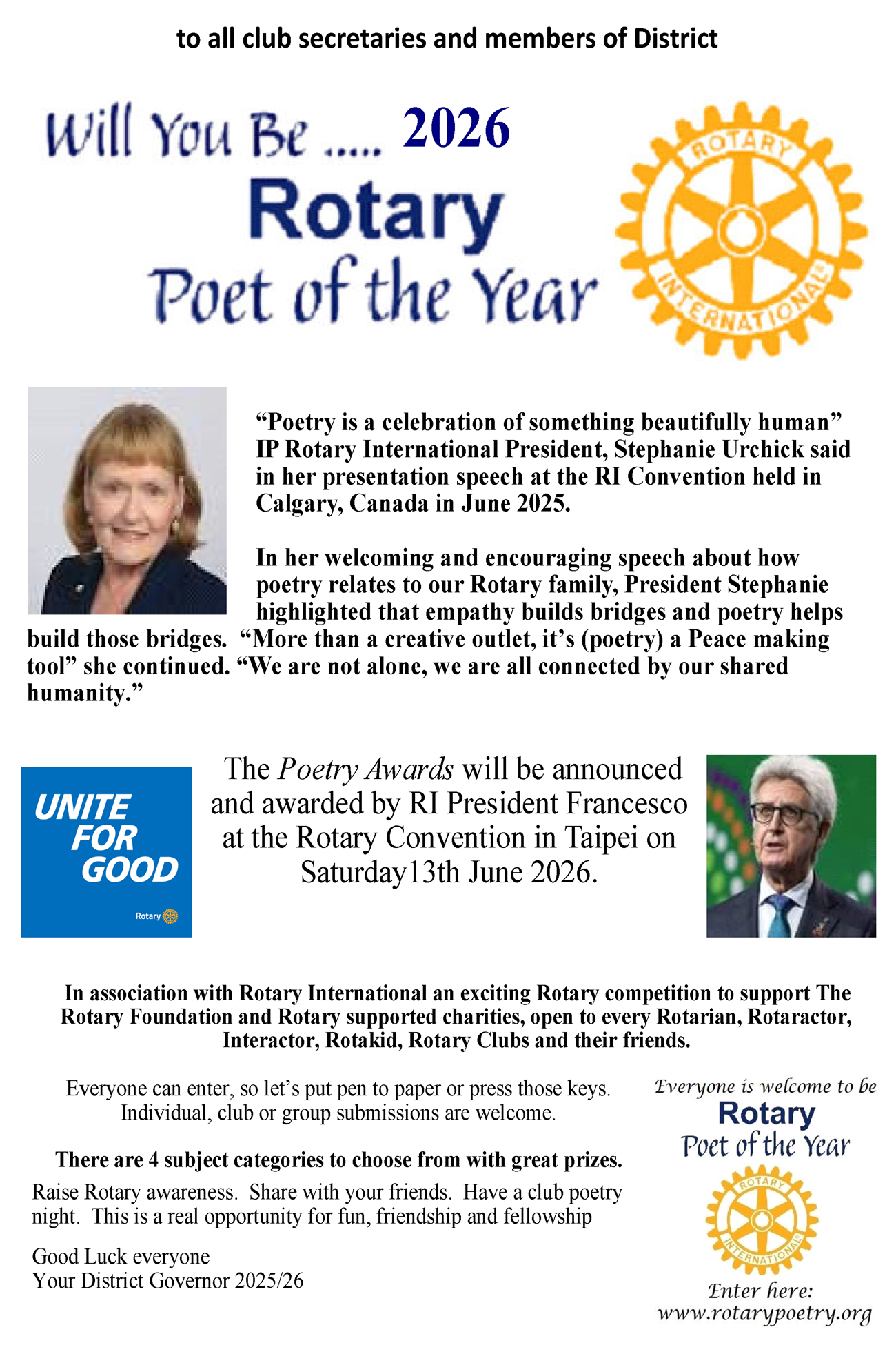Will you be the Rotary Poet of the Year? | Rotary 5360