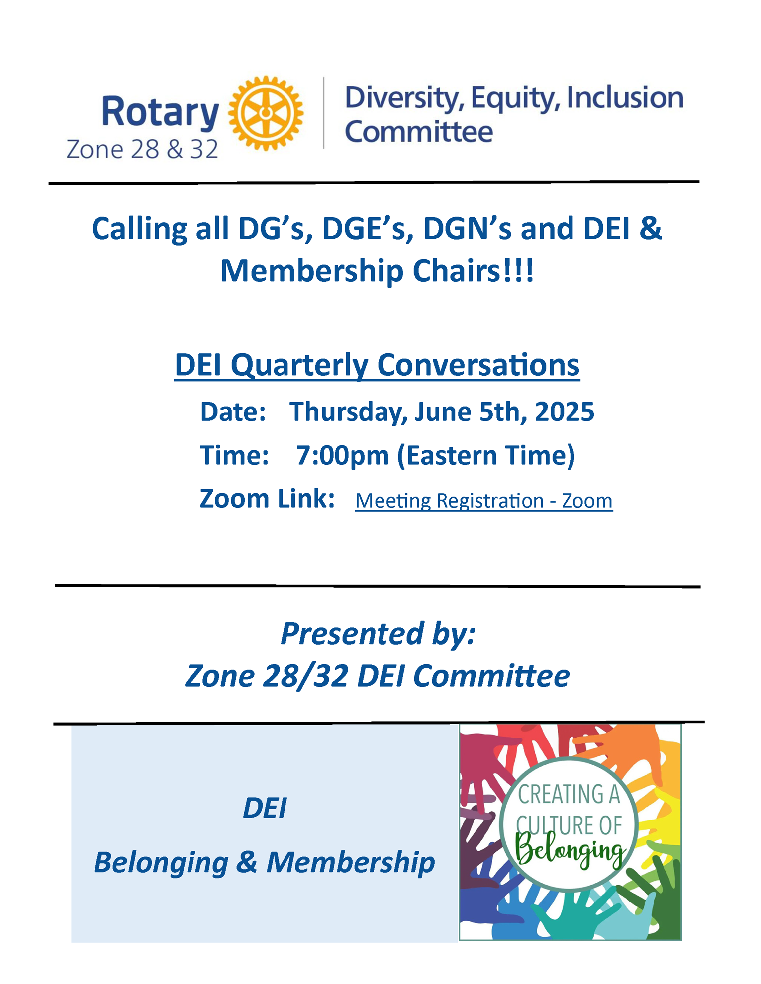 DEI Quarterly Conversation - DEI Belonging & Membership | Rotary 5360