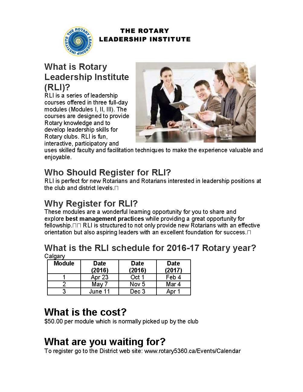 Rotary Leadership Institute - New Dates Available | Rotary 5360