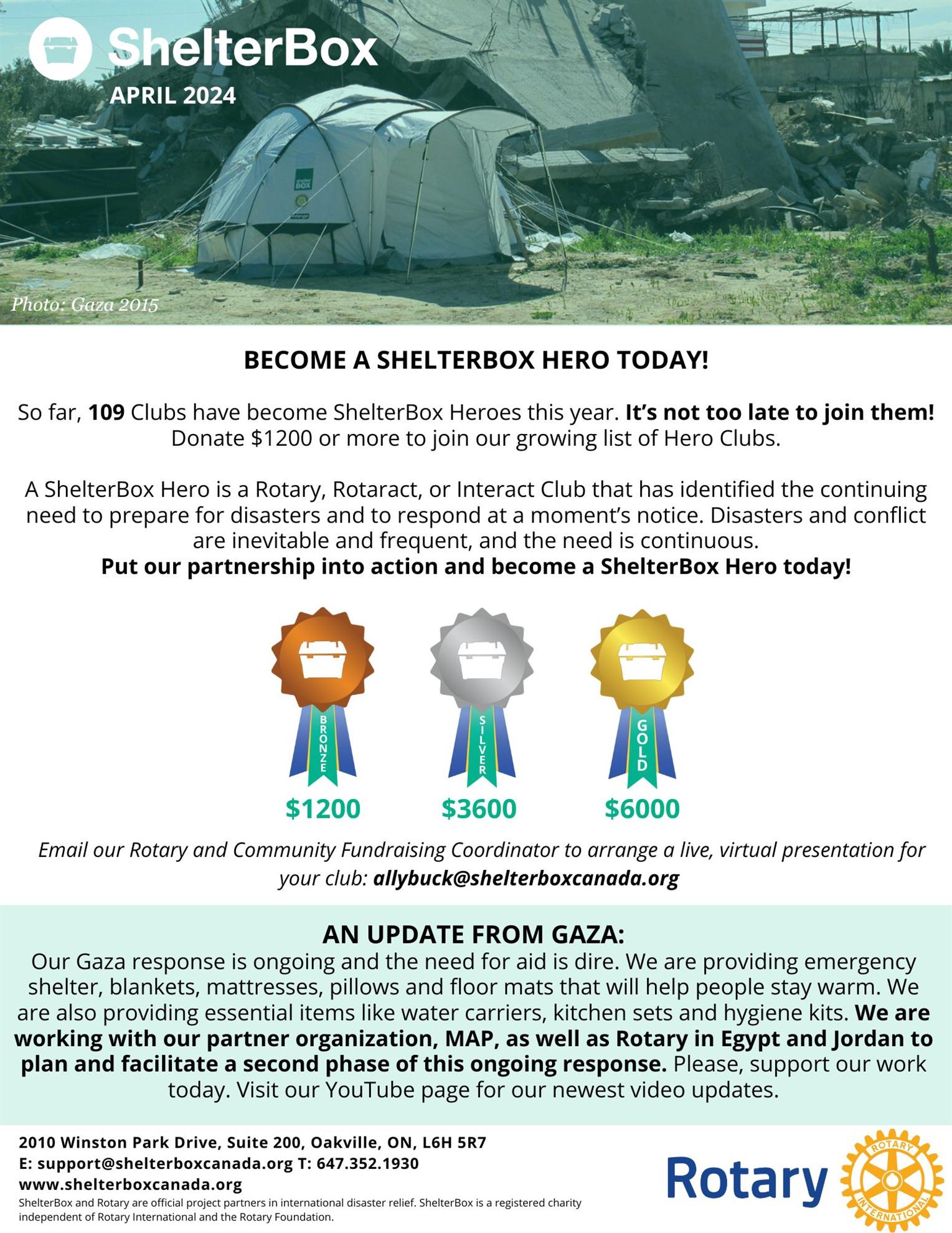 ShelterBox Canada - April Update | Rotary 5360
