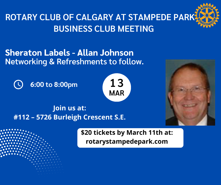 Sheraton Labels, Allan Johnson, Wed Mar 13 | Rotary 5360