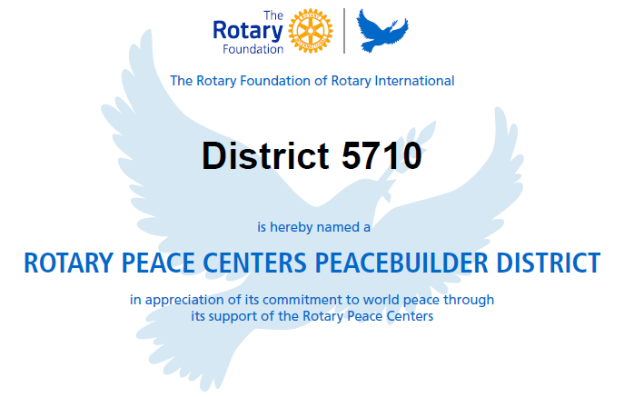 District 5710 Receives Peacebuilder Recognition | Rotary District 5710