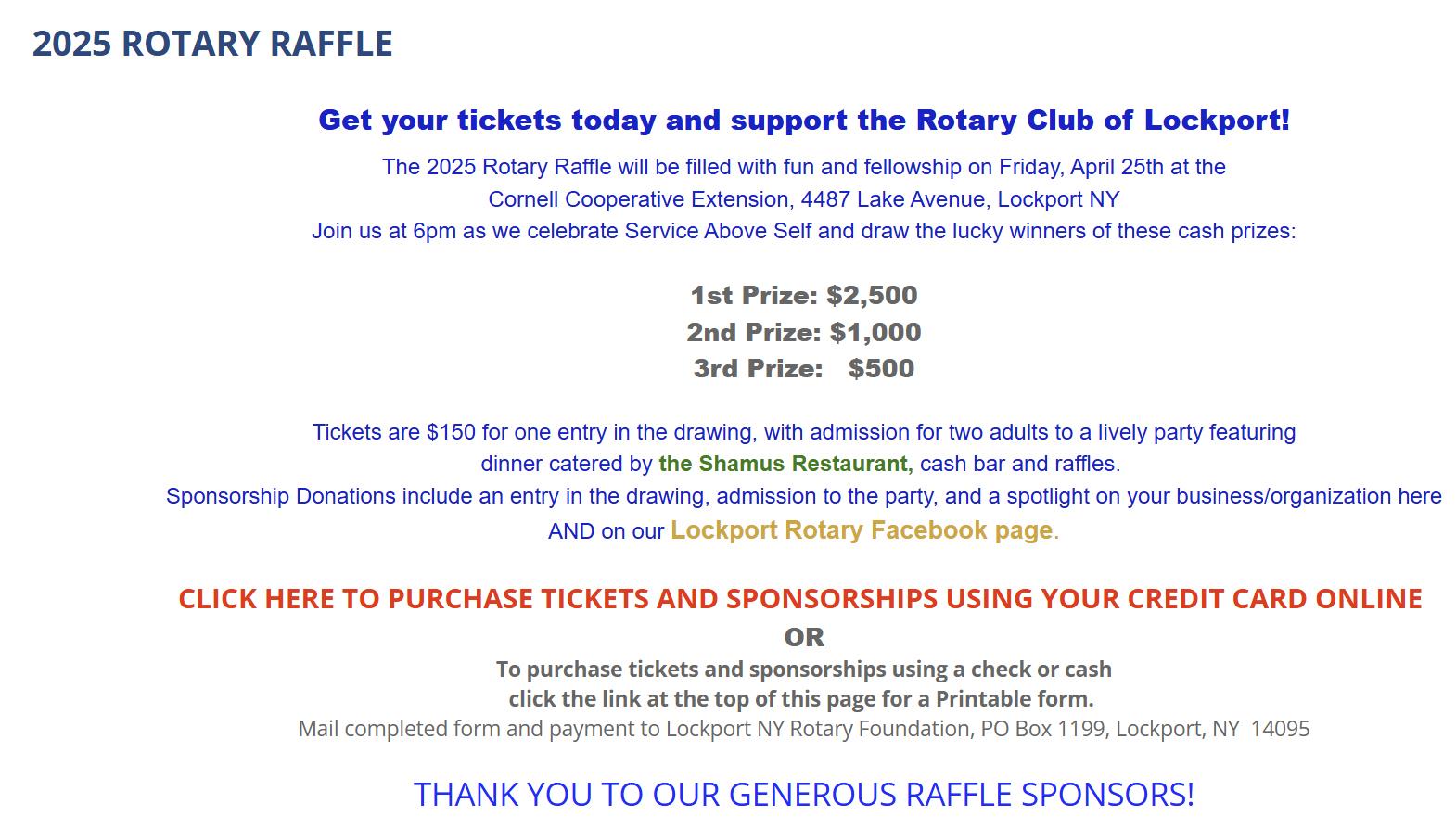 Lockport Cash Raffle - APR 25 | Rotary District 7090