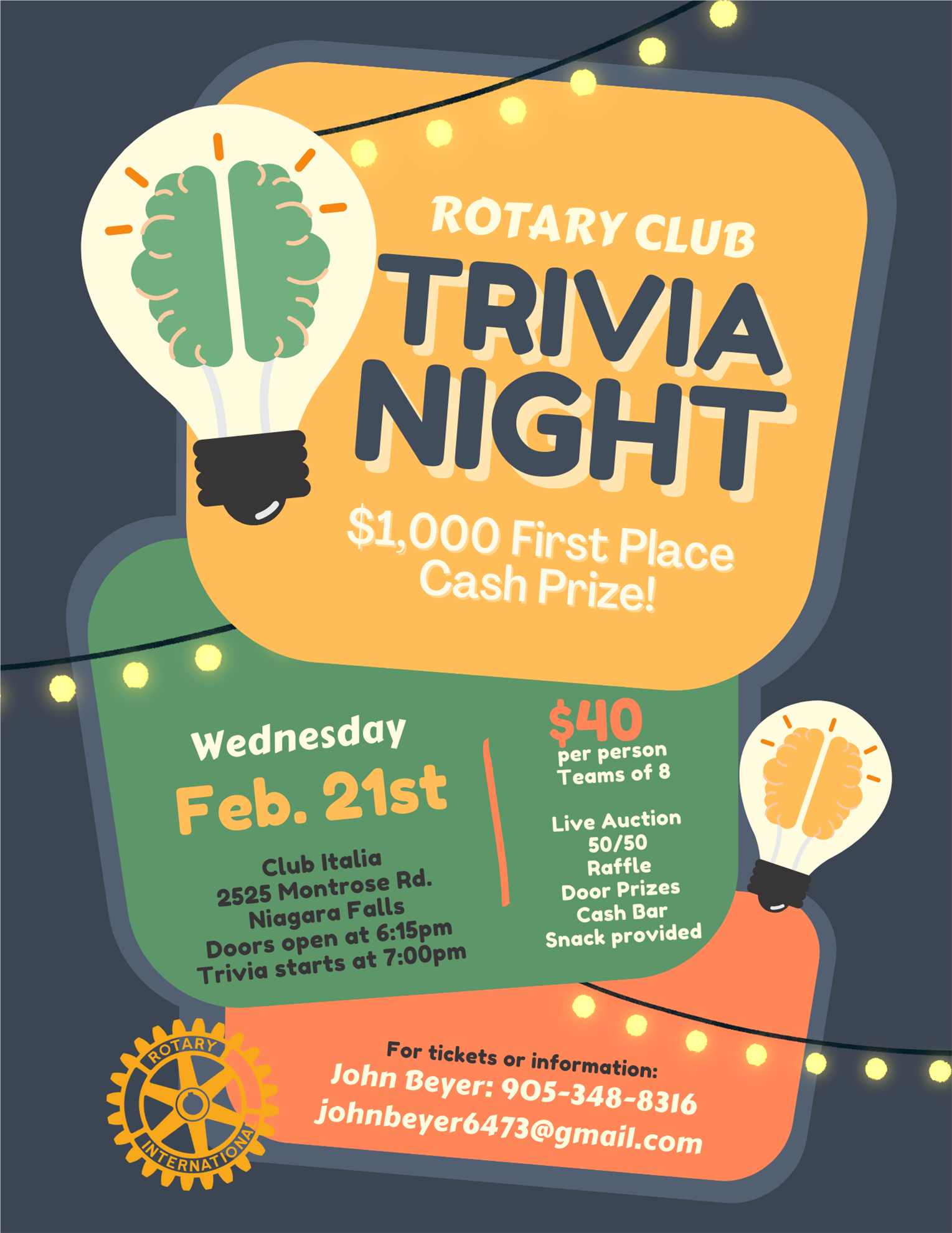 Niagara Falls Holding Trivia Night! | Rotary District 7090
