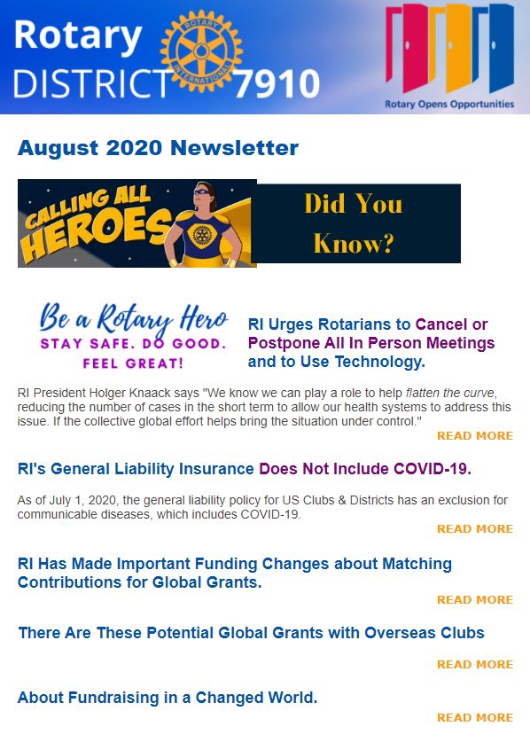 Hot Off The Press: Our August District Newsletter | Rotary District 7910