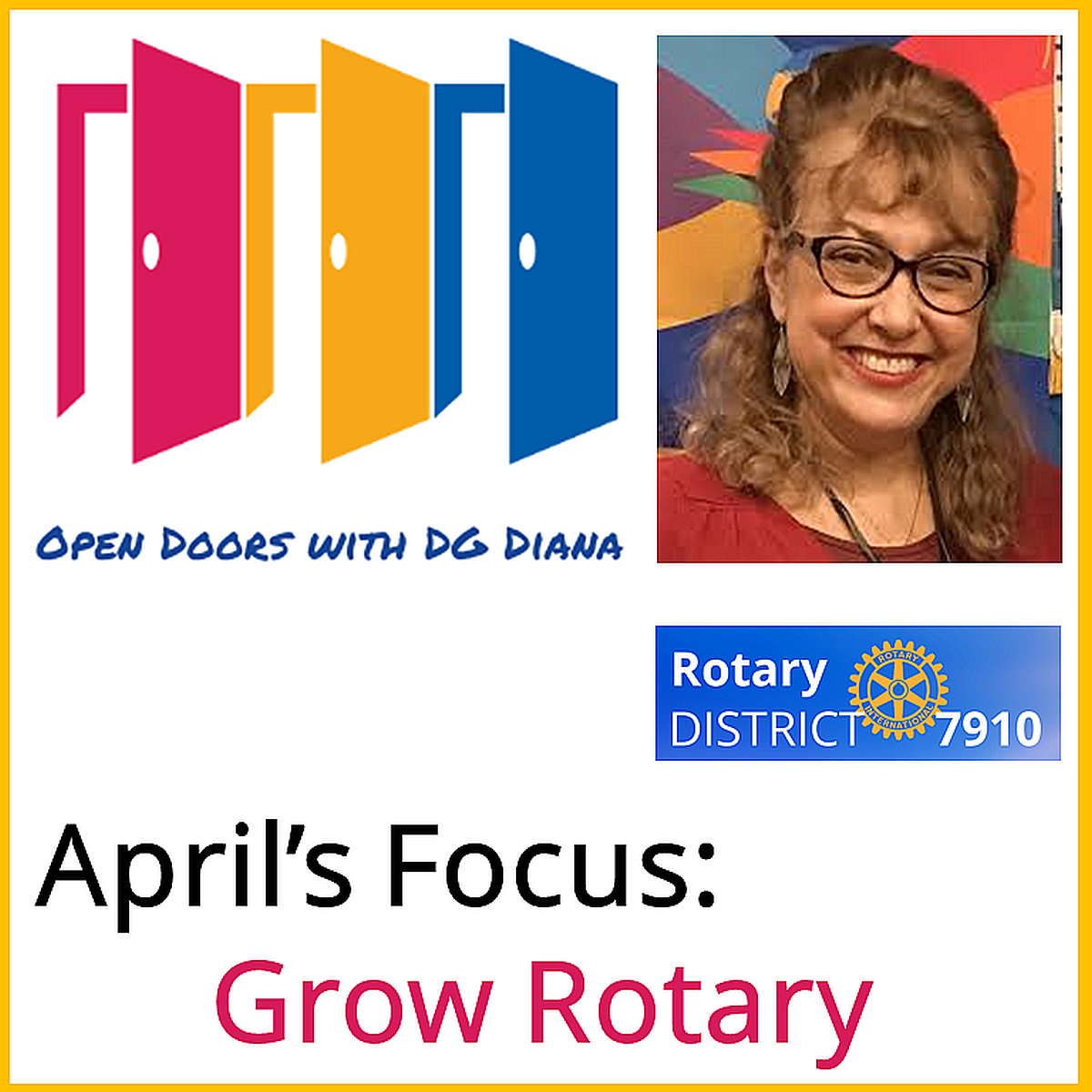 Watch: April's 'Open Doors with DG Diana' on Growing Rotary Membership ...