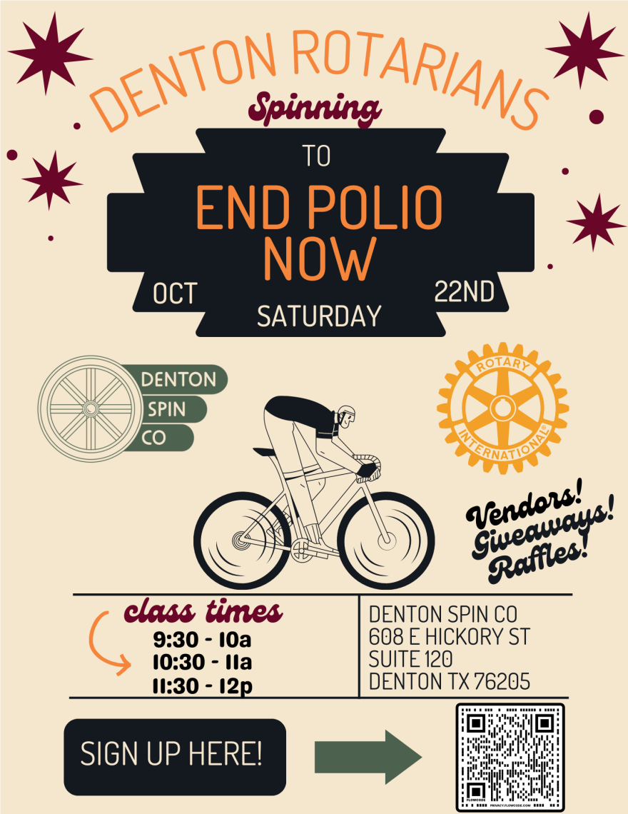 Denton Evening Rotary club announces Spinner Fundraiser to End Polio ...