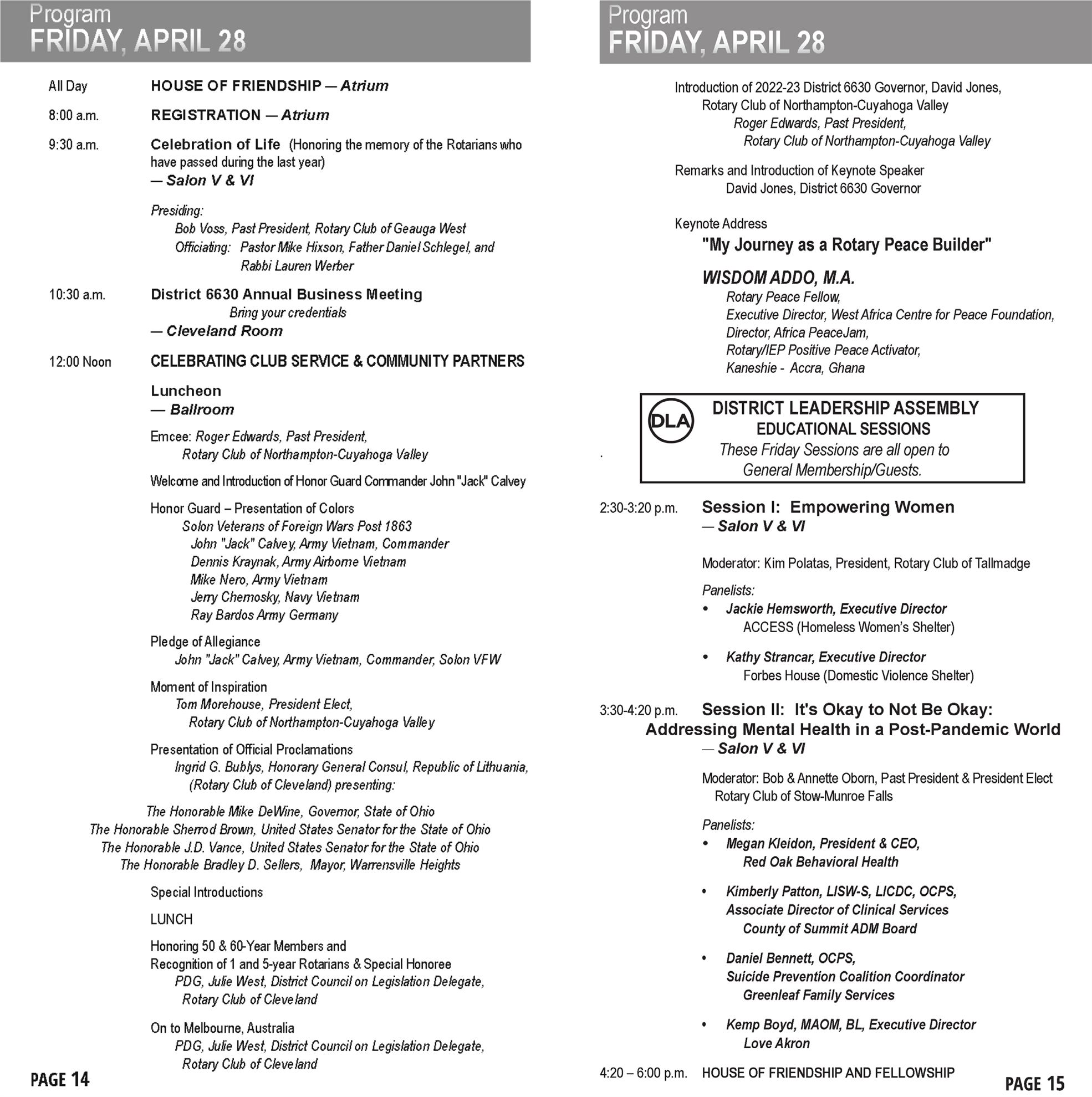 DISTRICT CONFERENCE PROGRAM | District 6630