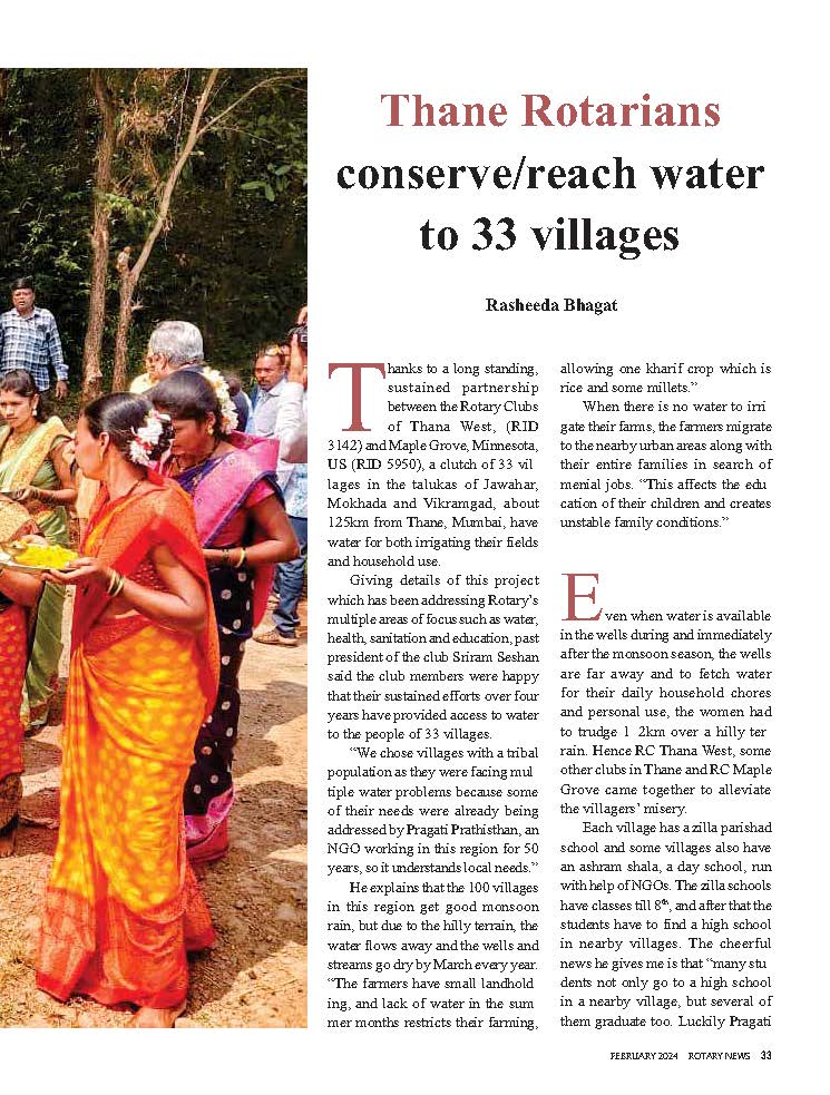 Thane Rotarians conserve/reach water to 33 villages | District 5950