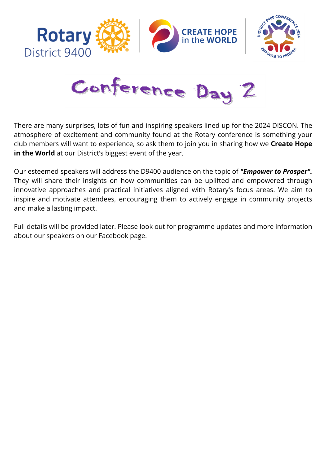 Conference Day 2 | District 9400