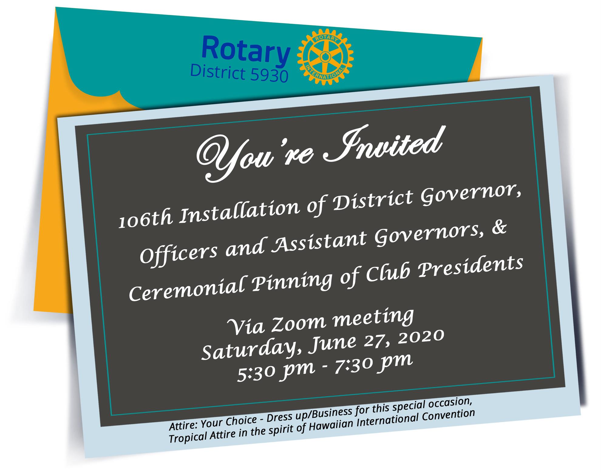 Rotary - Register for the District 5930 Installation! (Jun 17, 2020)