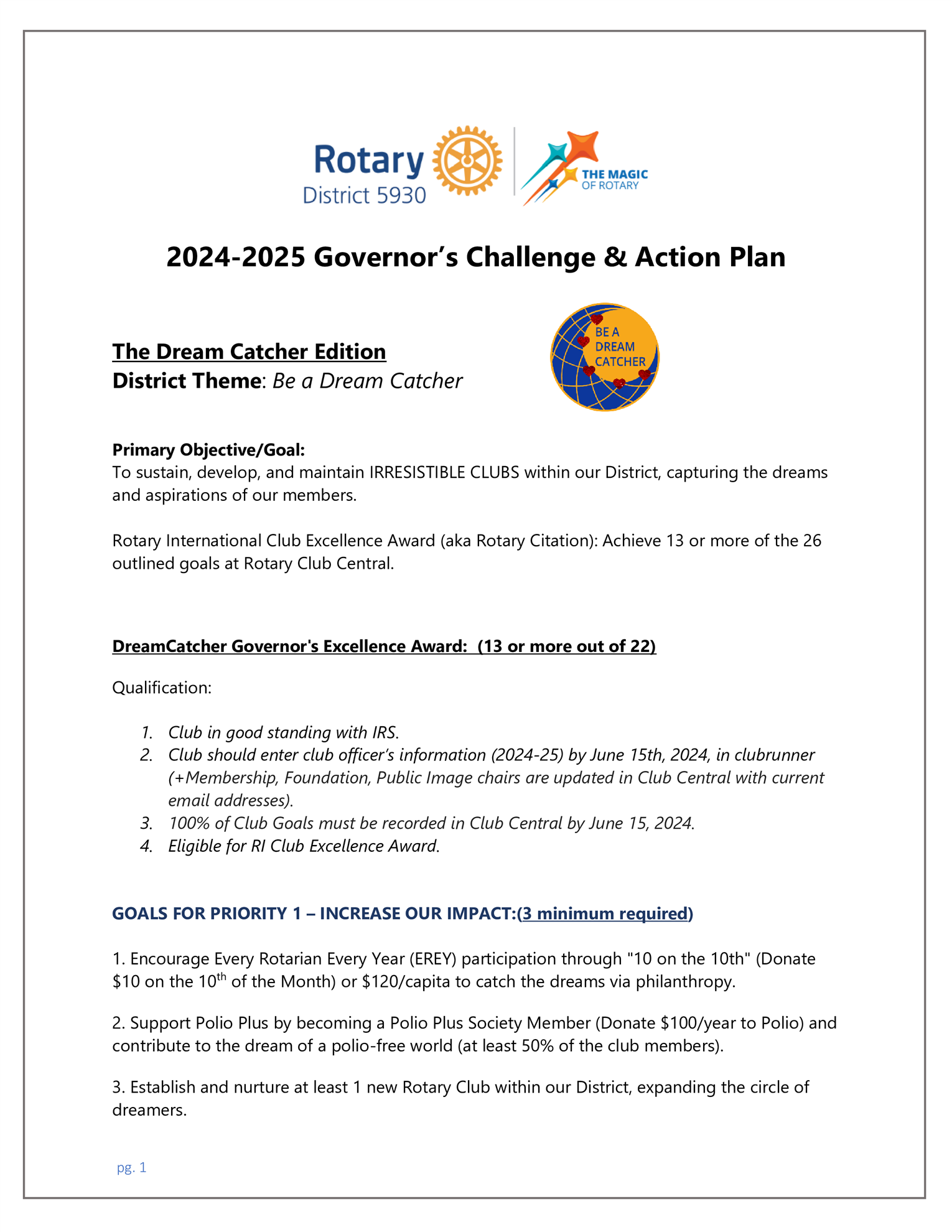 District Challenge & Action Plan 2024-2025 | District 5930