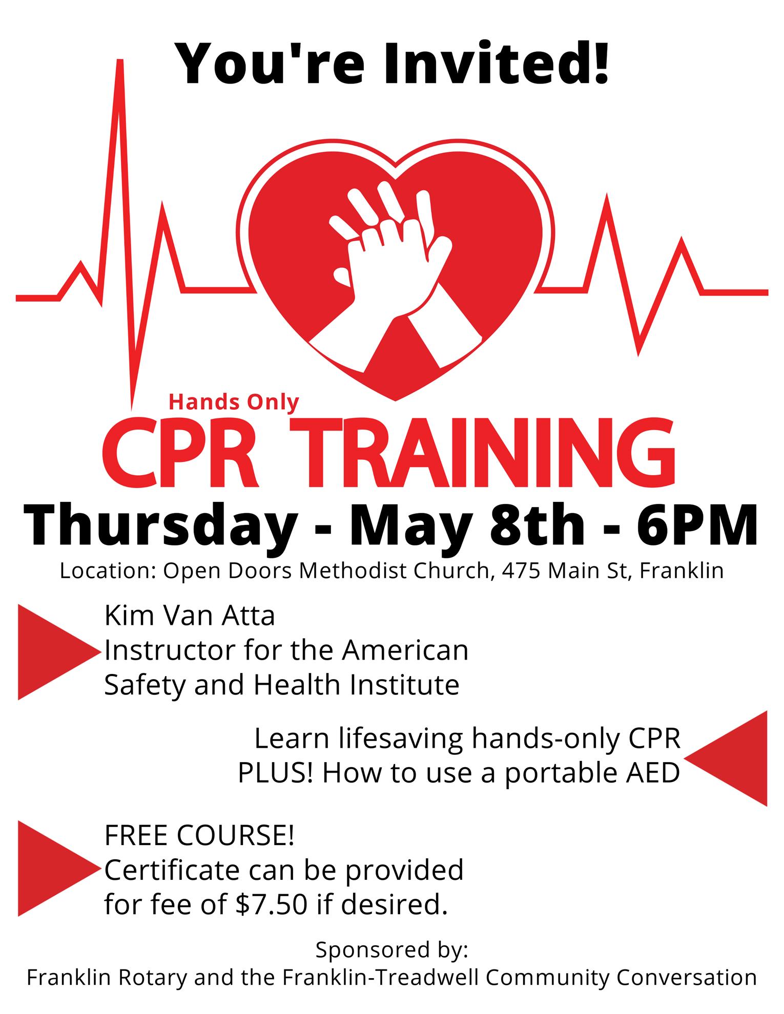 Franklin Rotary Offering CPR/AED Training on May 8 | CNY Rotary