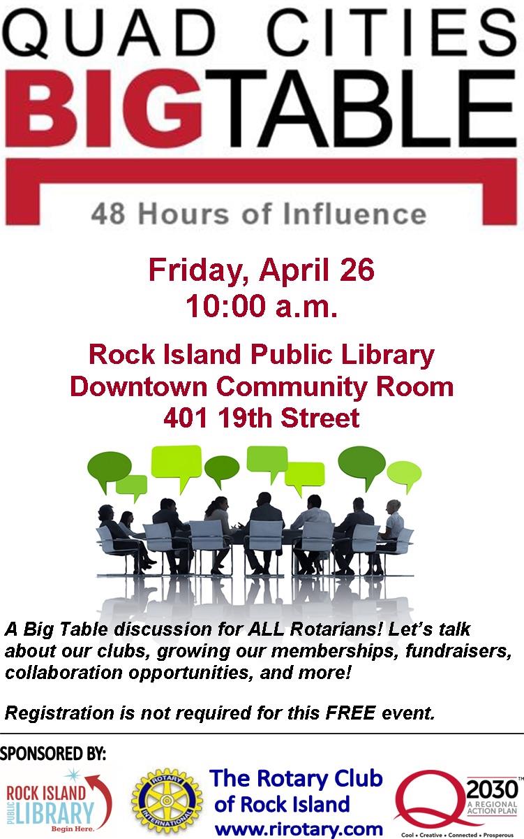 QC Big Table Rotary Discussion - JOIN US! | District 6420