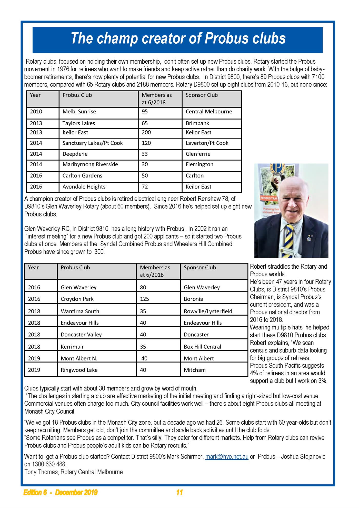 The champ creator of Probus clubs | District 9800