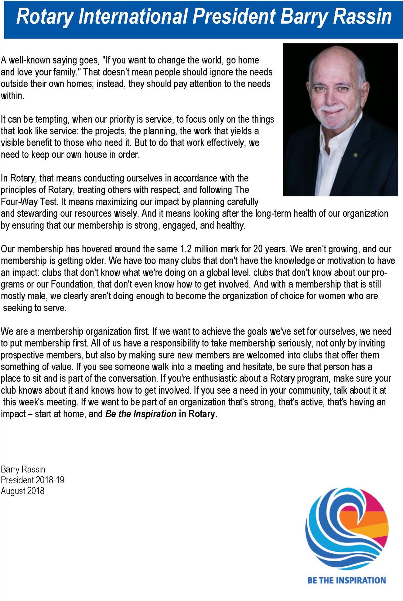 RI President Barry Rassin | District 9800