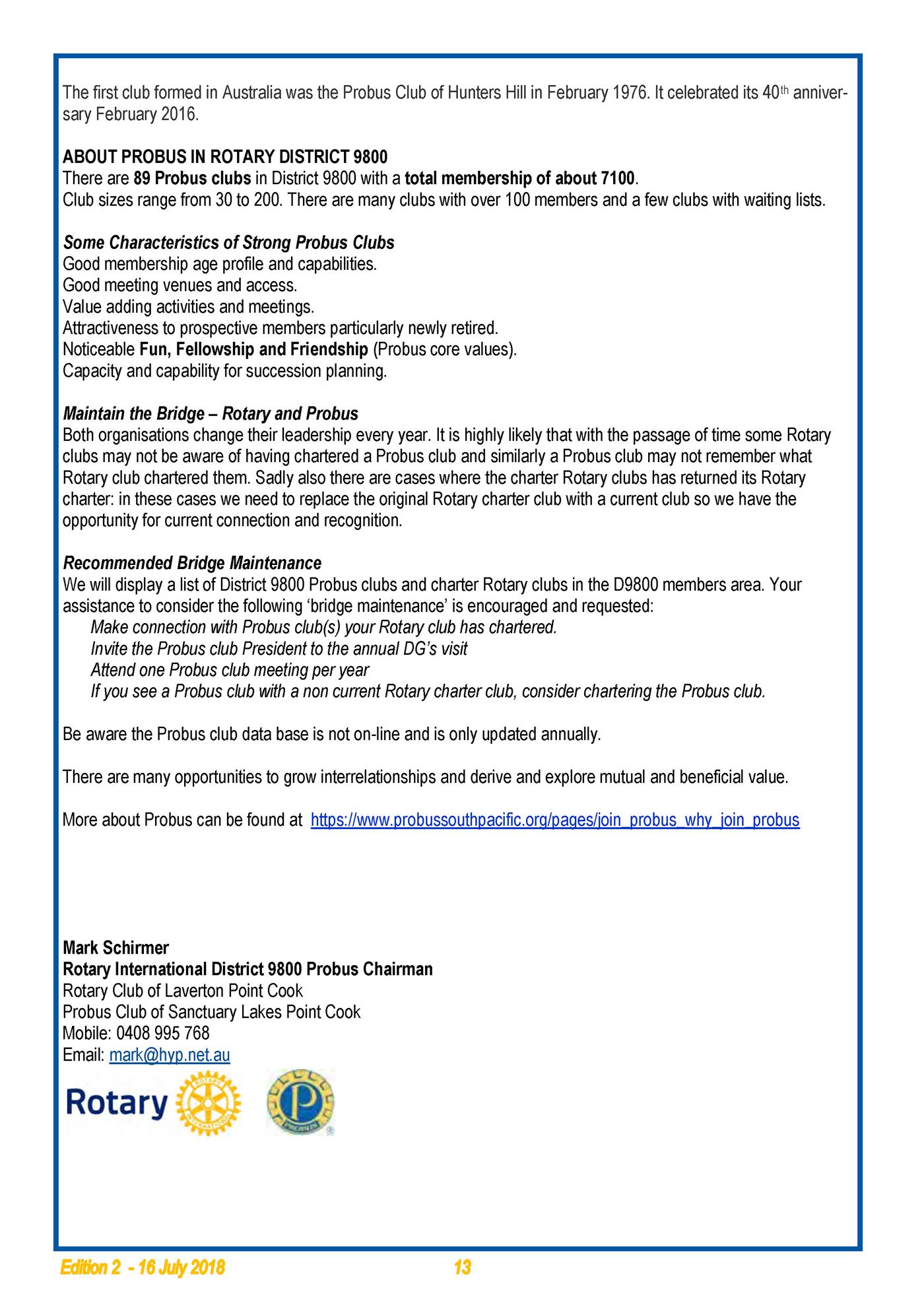 PROBUS—A Rotary Community Service Program | District 9800