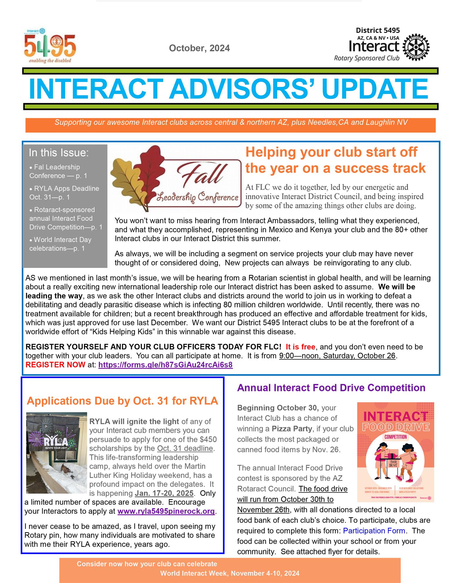 D5495 Interact Advisors Newsletter | October 2024 | District 5495