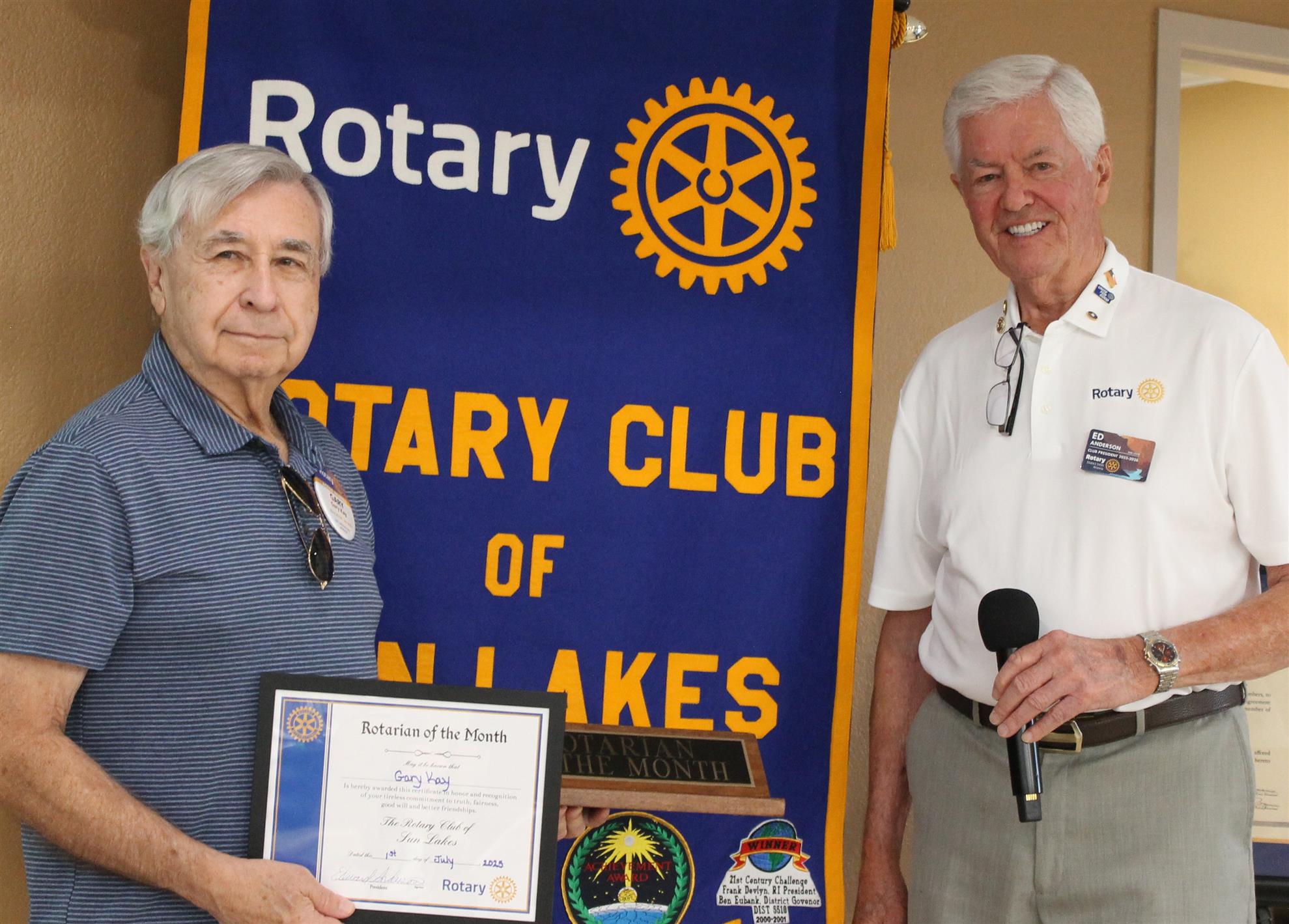 Rotary Club of Sun Lakes names July Rotarian of the Month | District 5495
