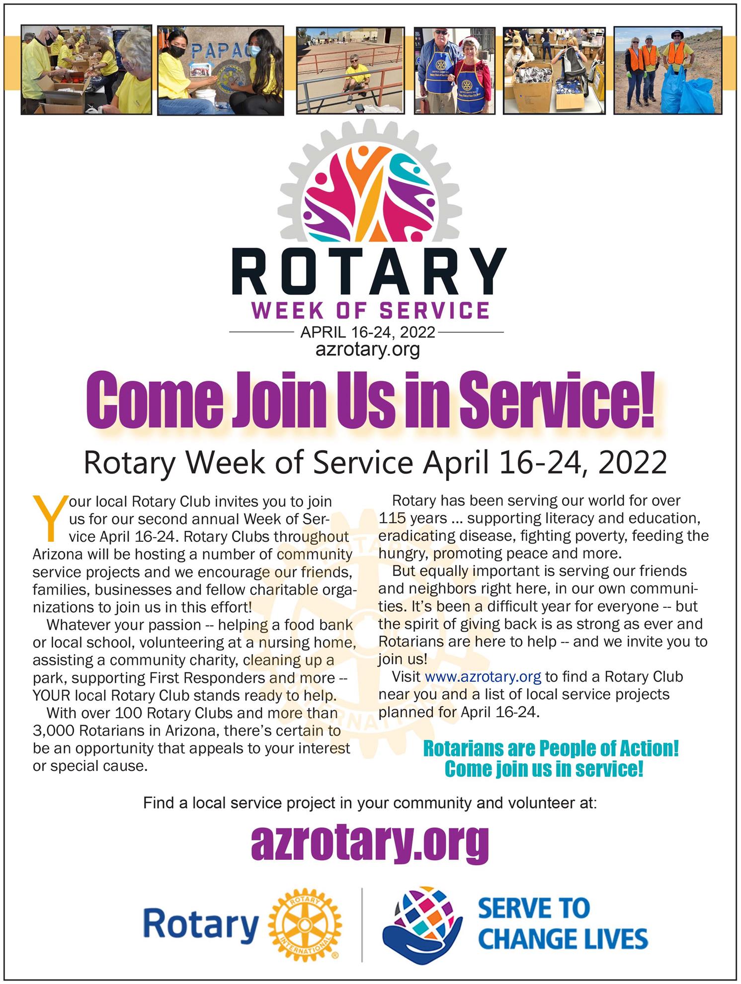 DG Bret April Message: Let's Get Ready for Rotary Week of Service ...