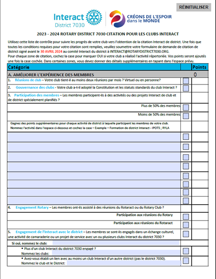 District 7030 Interact Citation 2023-2024 | District 7030