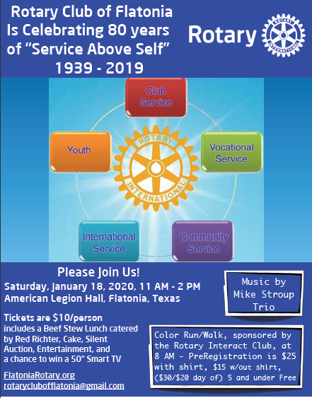 Rotary Club of Flatonia Celebrating 80 Years of Service Above Self ...