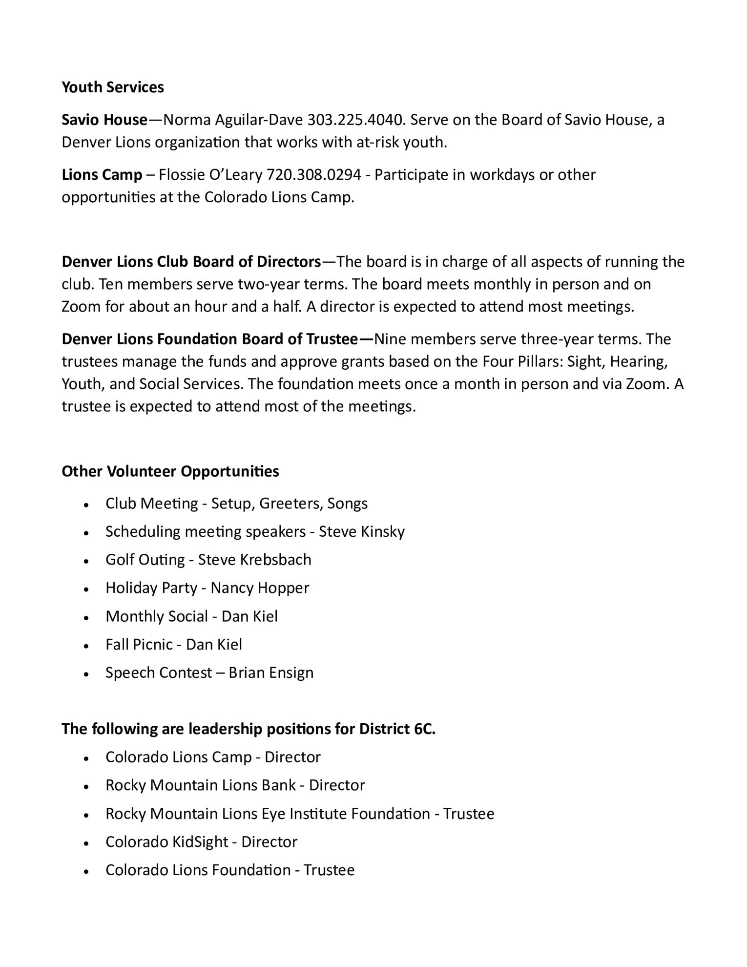 Denver Lions Volunteer Opportunities | Lions Club of Denver