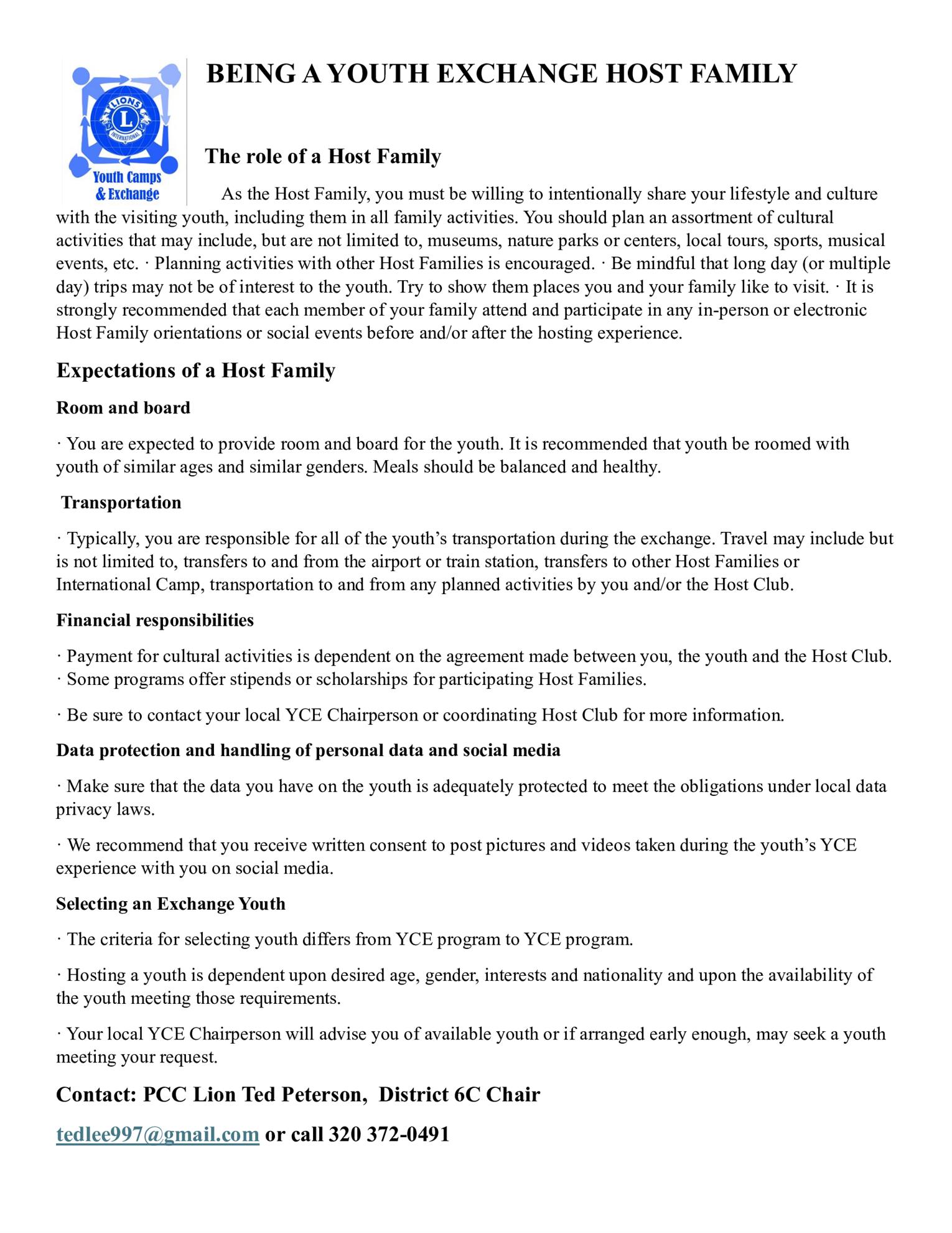 Exchange Host Family | Lions Club of Denver